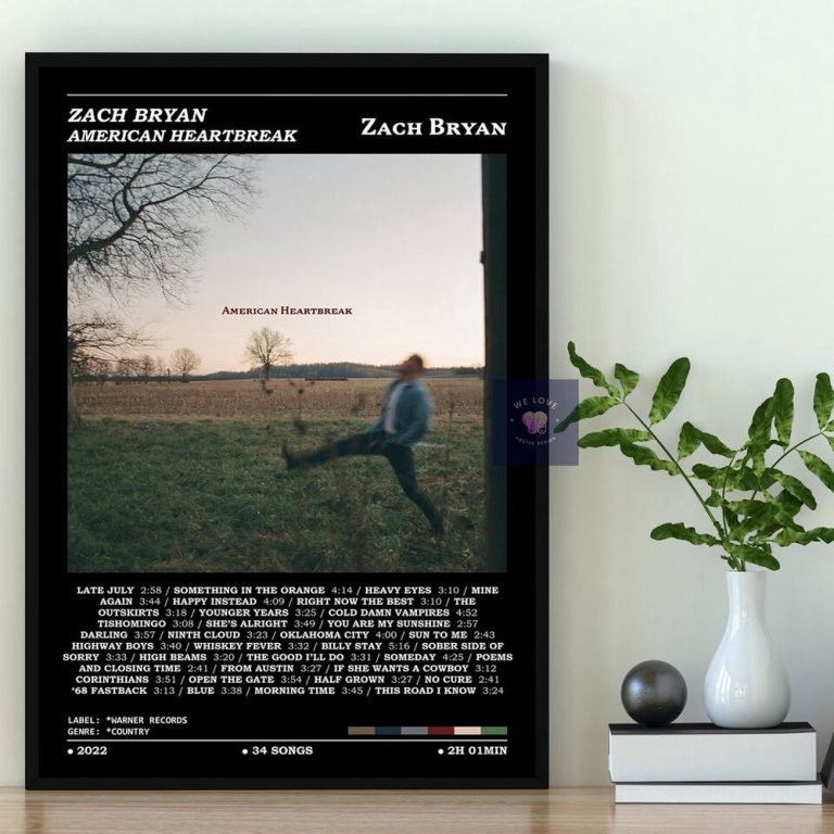 Zach Bryan - American Heartbreak Album Poster for Home Decor Gift ...