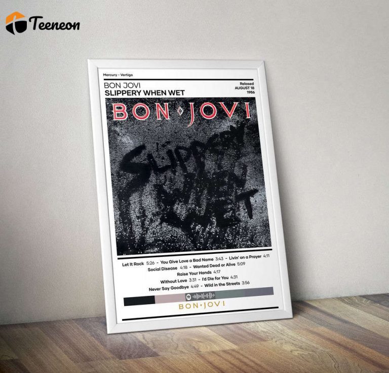 Bon Jovi Poster for Home Decor Gift | Slippery When Wet Poster for Home ...
