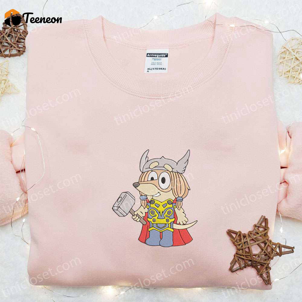 Indy Thor Marvel Team Embroidered Shirt & Bluey Cartoon Hoodie - B Gift ...